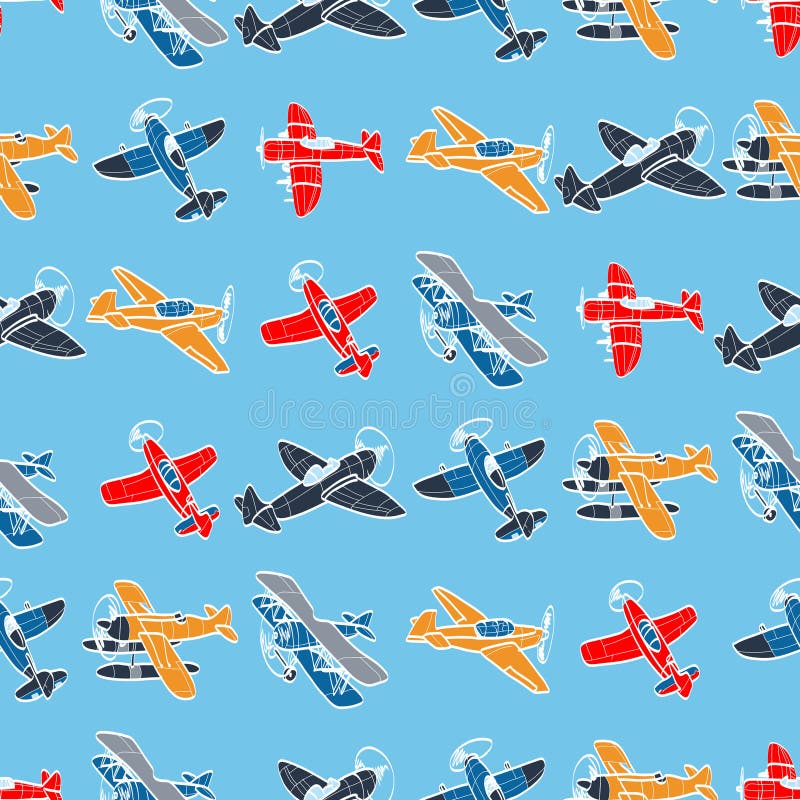 Vector Seamless Pattern with Aircraft. Kids Background with Planes ...