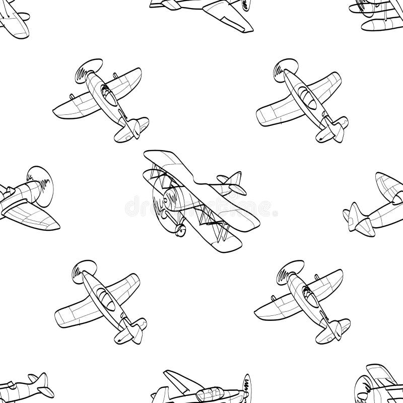 Vector Seamless Pattern with Aircraft. Kids Seamless Pattern with ...