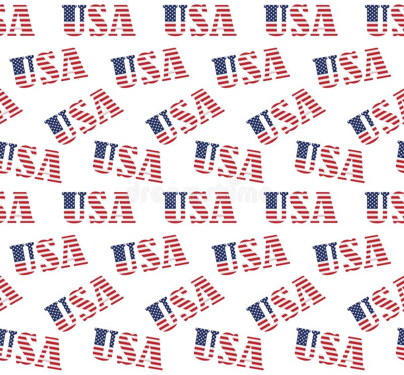 Vector Seamless Pattern of American USA Flag Text Stock Vector ...