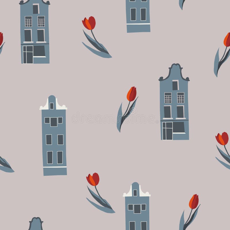 Vector Seamless Pattern with Amsterdam Symbols Stock Vector ...