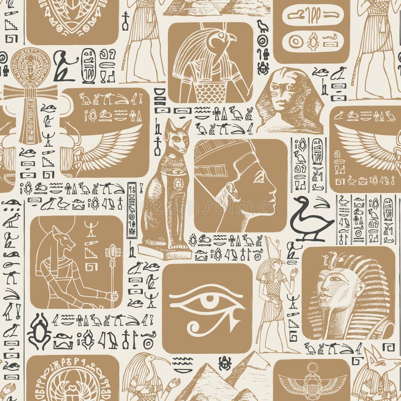 Vector Seamless Pattern on the Ancient Egypt Theme Stock Vector ...