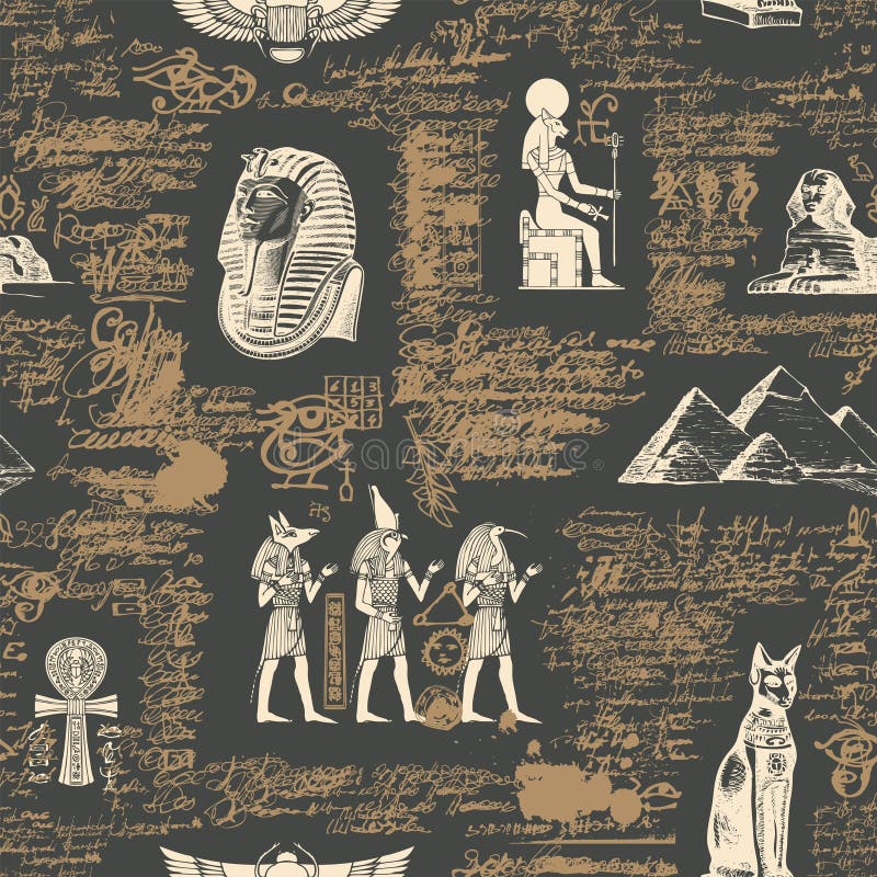 Vector Seamless Pattern On The Ancient Egypt Theme Stock Vector ...