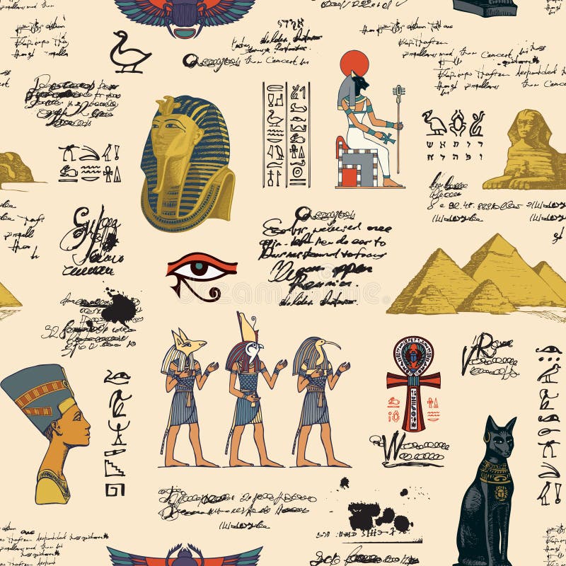 Vector Seamless Pattern on the Ancient Egypt Theme Stock Vector ...