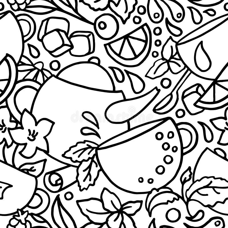 Vector Seamless Pattern of Aroma Tea Stock Vector - Illustration of ...