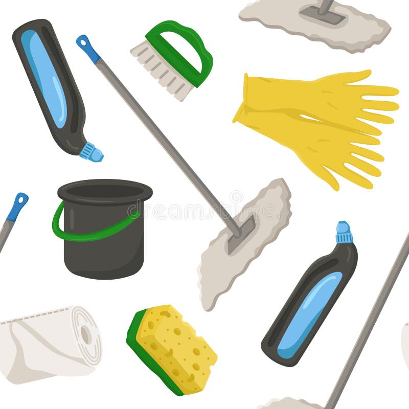 Vector Seamless Pattern with Attributes for House Cleaning. Drawing for ...