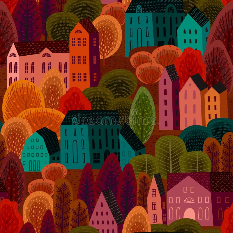Autumn Village Pattern Stock Illustrations – 3,063 Autumn Village ...