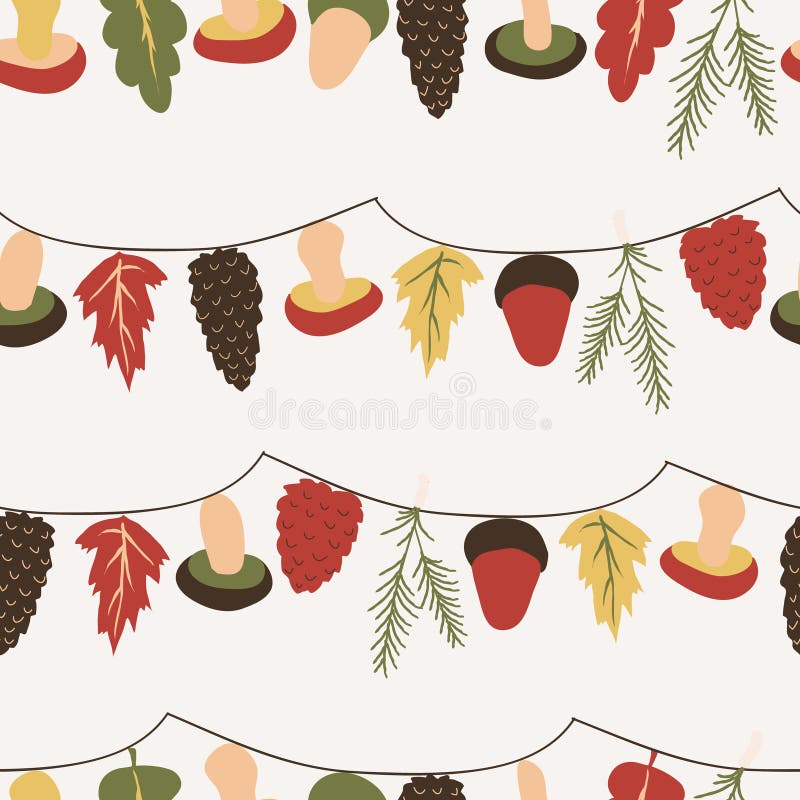 Vector Seamless Pattern with Autumn Garland Stock Vector - Illustration ...