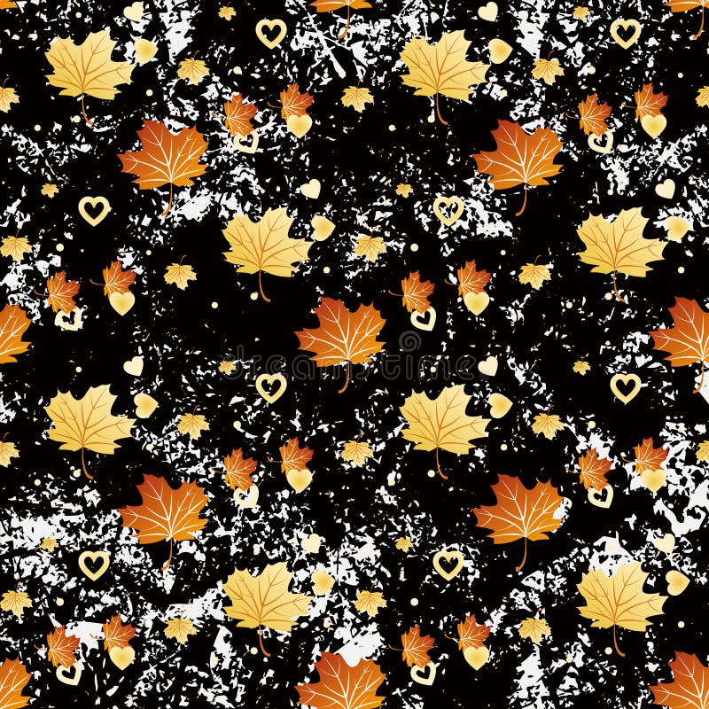 Vector Seamless Pattern with Autumn Leaves and Heart Stock Illustration ...