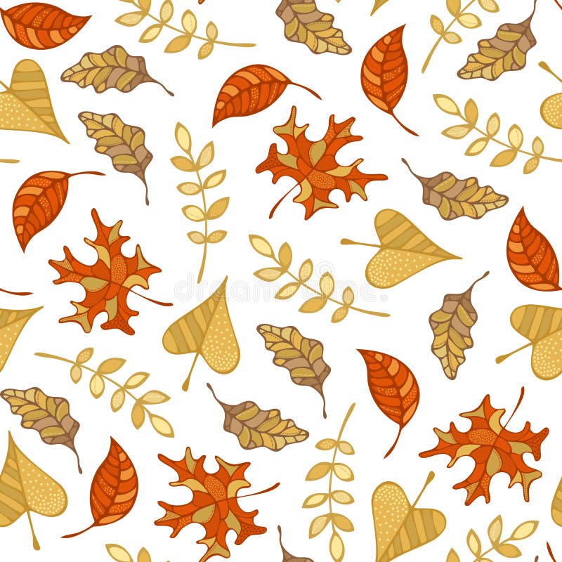 Vector Seamless Pattern of Autumn Leaves. Stock Vector - Illustration ...
