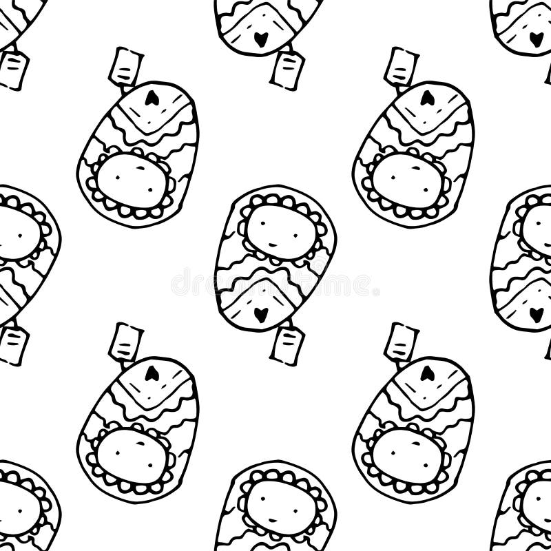 Vector Seamless Pattern of Baby in Diaper with Tag Hand Drawn Doodle ...