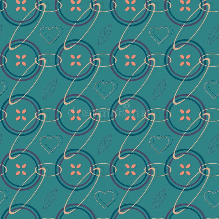 Vector Seamless Pattern. Background with Embroidery, Buttons, Pins Stock Vector - Illustration ...