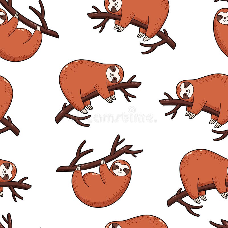 Vector Seamless Pattern, Background. Lovely Sloths. Template for ...