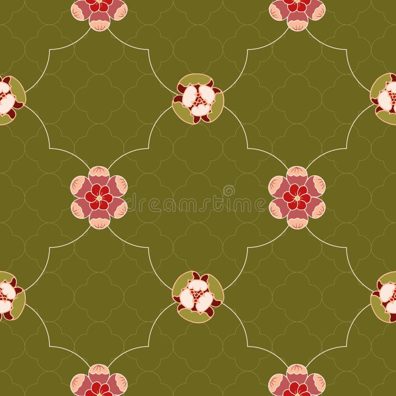 Vector Green Seamless Pattern Background: Mixed Trellis. Stock Vector ...
