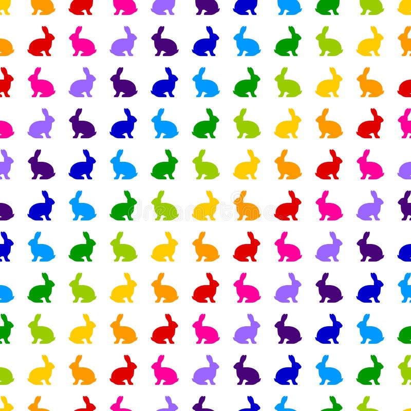 Vector Seamless Pattern Background of Multicolored Rabbit Silhouettes ...