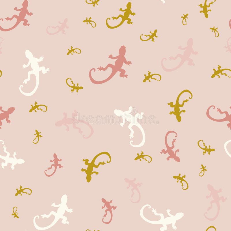 Vector Seamless Pattern Background with Pink Lizards. Stock Vector ...