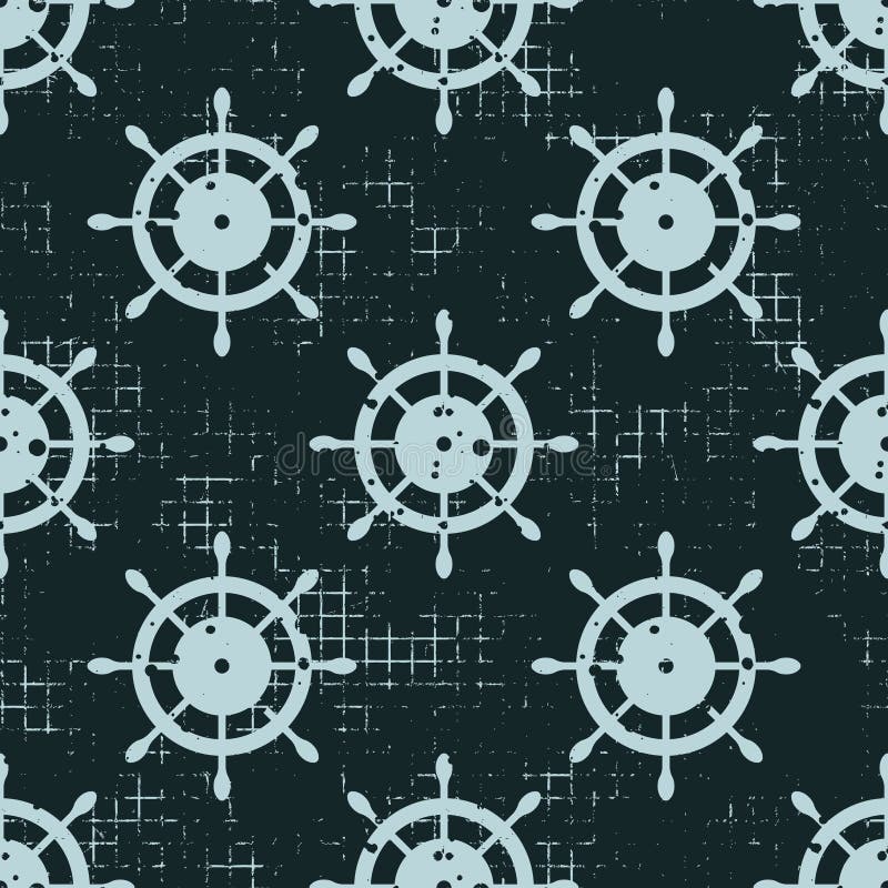 Vector Seamless Pattern Background with Steering Wheel, Waves Creative ...