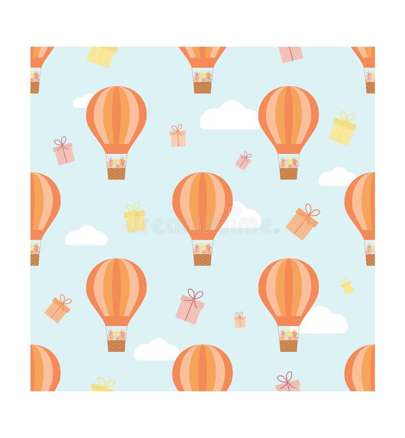 Vector Seamless Pattern. Balloon with Gifts. Design. Stock Vector ...