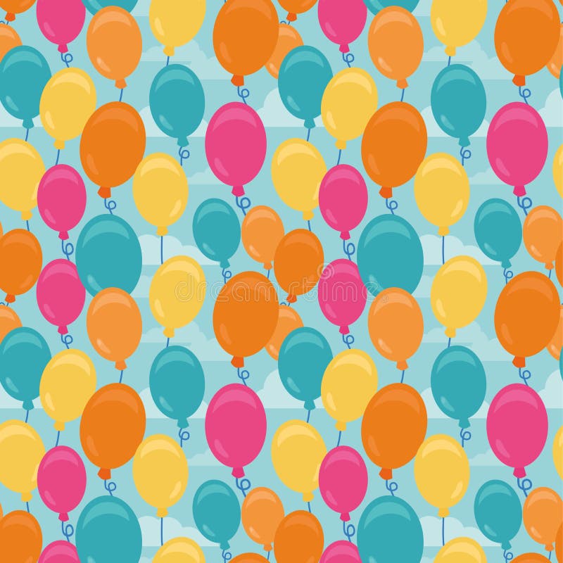 Vector Seamless Pattern with Balloons Stock Vector - Illustration of ...