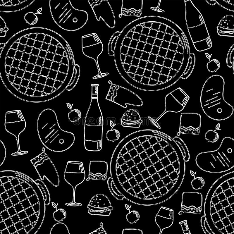 Vector Seamless Pattern of Barbecue, Barbecue, Grill. Picnic Hand-drawn ...