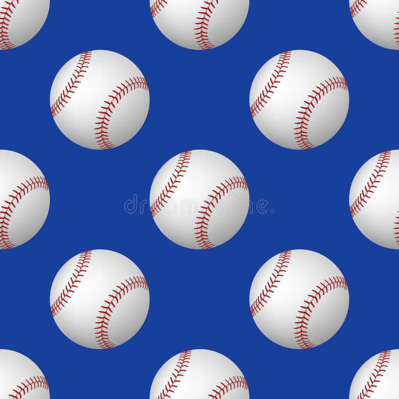 Vector Seamless Pattern of Baseball Balls on Blue Background Stock ...