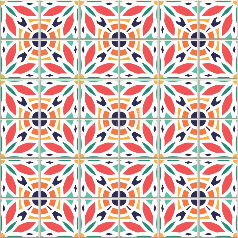 Vector Seamless Pattern, Based on Traditional Wall and Floor Til Stock ...