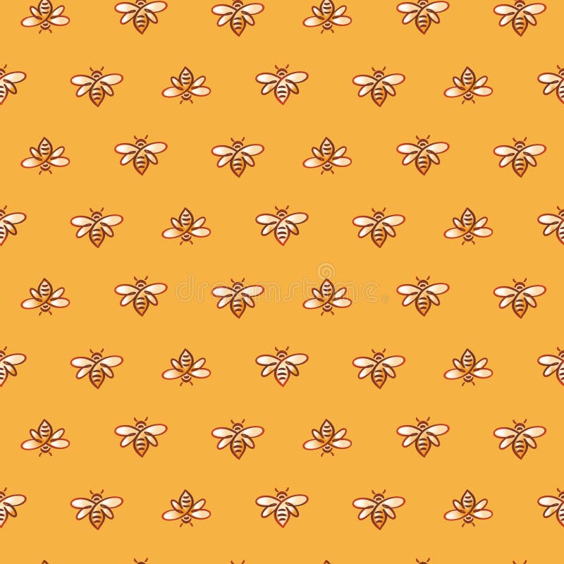 Vector Seamless Pattern with Bee Stock Illustration - Illustration of ...