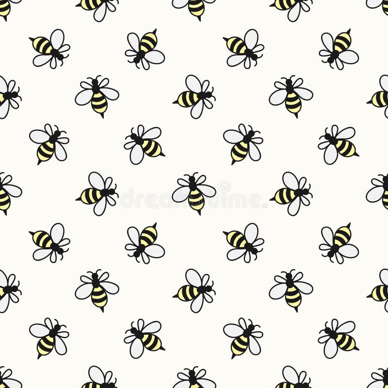 Vector Seamless Pattern with Bees; Simple Bees Icons. Stock Vector ...