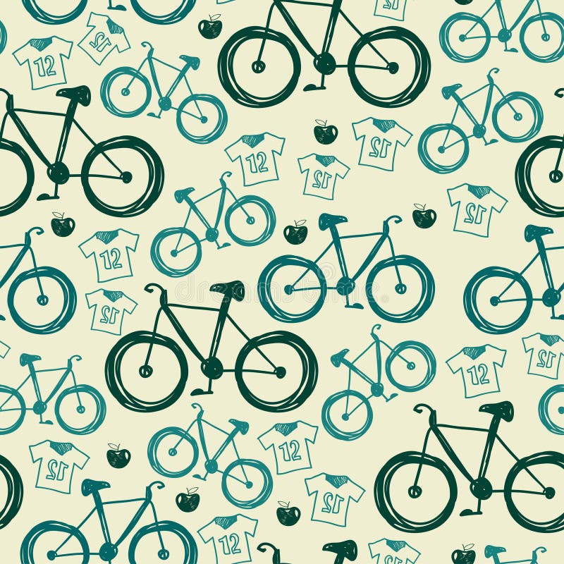 Vector Seamless Pattern with Bicycles Stock Vector - Illustration of ...
