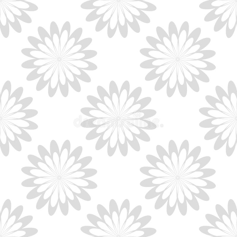 Vector Seamless Pattern with Gray Flowers on White Background Stock ...