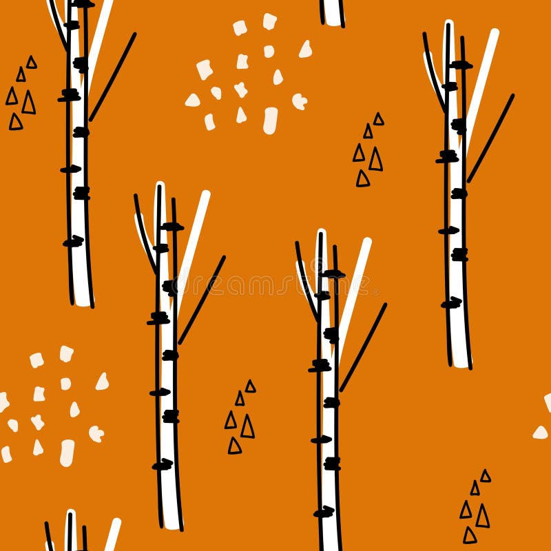 Seamless Pattern with Birch Trees. Stock Vector - Illustration of bark ...