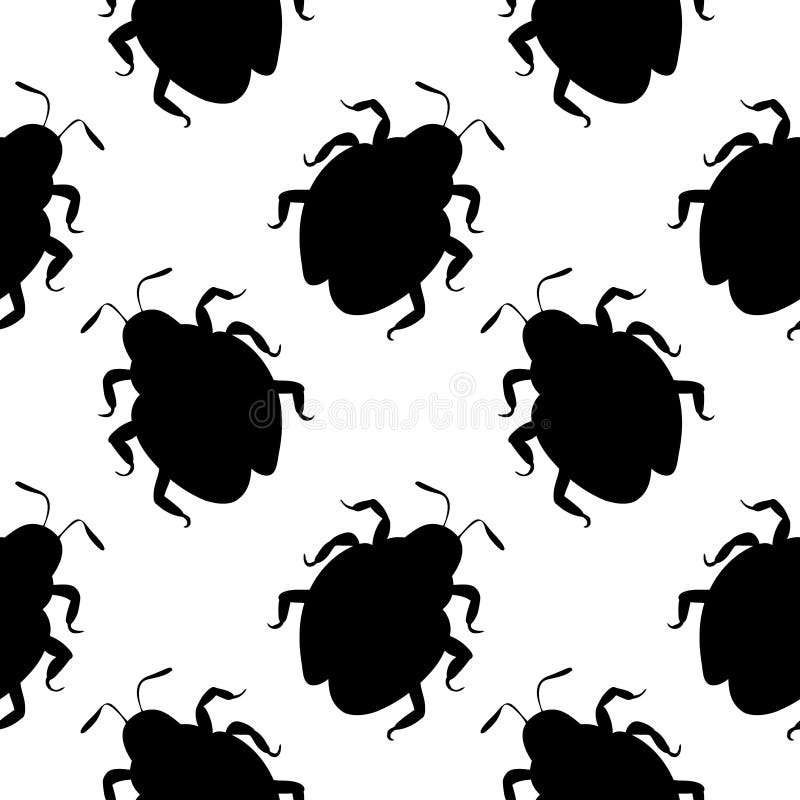 Vector Seamless Pattern of Black Beetles in Flat Style. Simple Texture ...