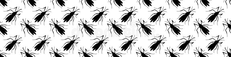Vector Seamless Pattern of Black Beetles, Mosquitos, Moths, Midges in ...