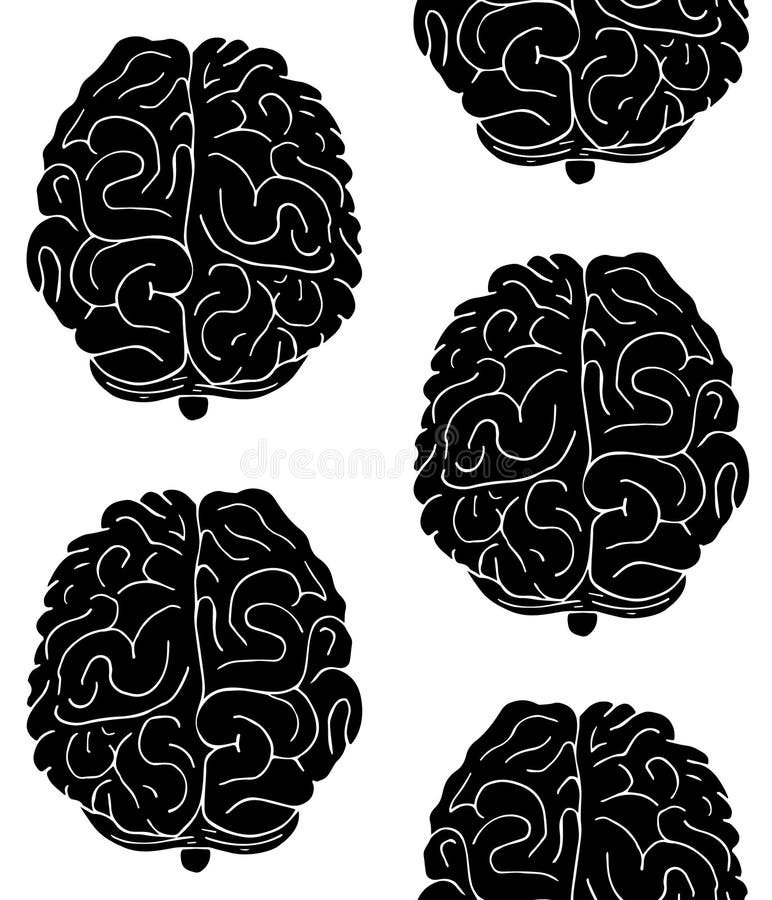 Vector Seamless Pattern of Black Brain Stock Illustration ...