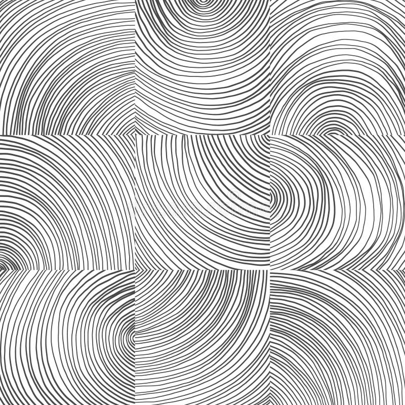 Vector Seamless Pattern. Black Curved Lines on White Background Stock ...