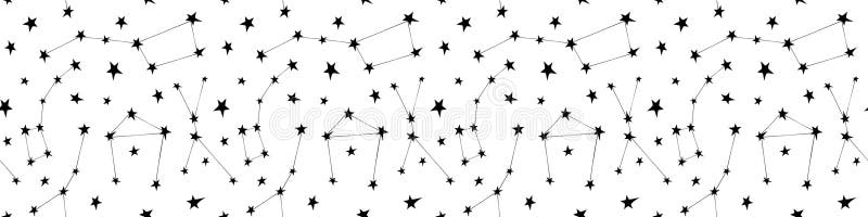 Vector Seamless Pattern of Black Different Constellations on White ...