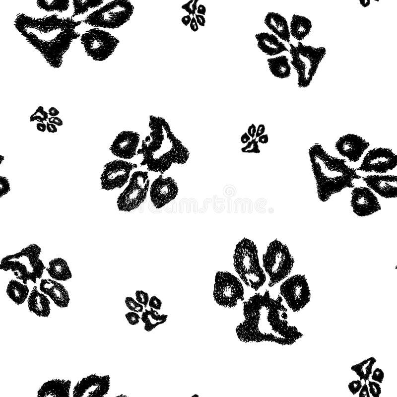 Vector Seamless Pattern from Black Dogs Footprint. Stock Vector ...