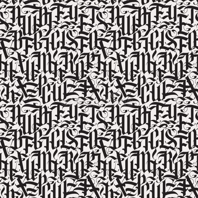 Vector Seamless Pattern with Black Gothic Letters Stock Vector ...