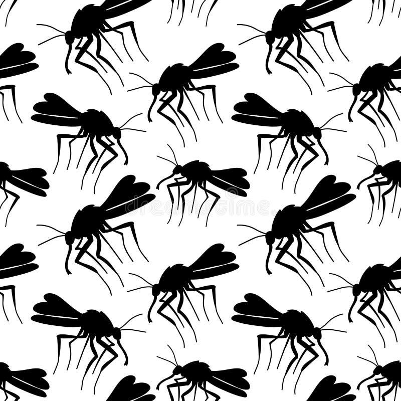 Vector Seamless Pattern of Black Mosquitos, Moths, Midges in Flat Style ...