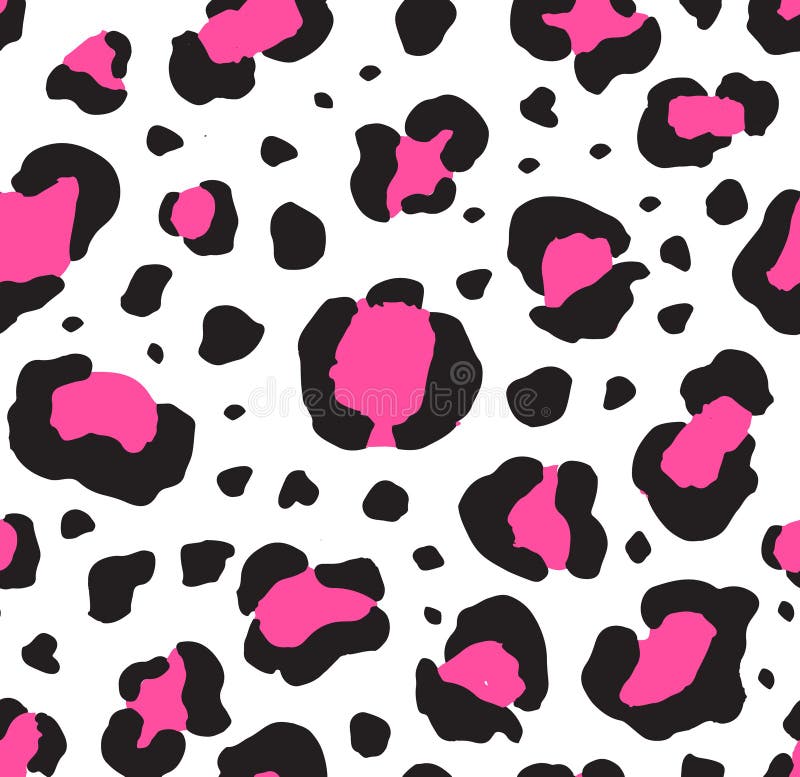 Seamless Pattern of Black Pink Leopard Fur Print Stock Vector ...
