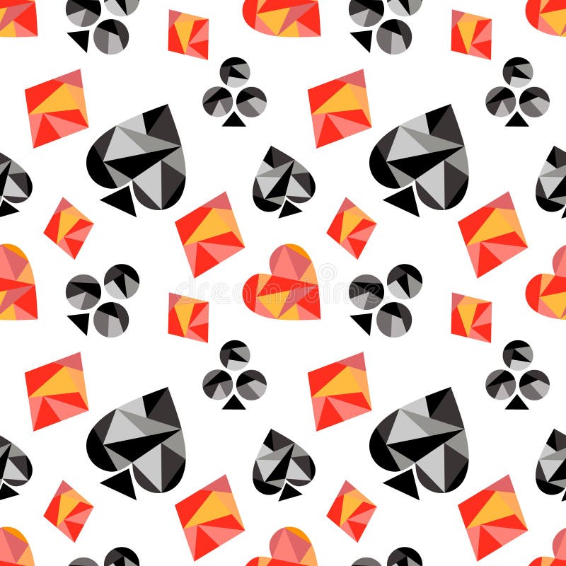Vector Seamless Pattern with Black and Red Playing Card Symbols. Stock ...