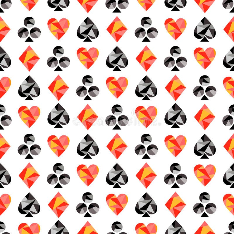 Vector Seamless Pattern with Black and Red Playing Card Symbols ...