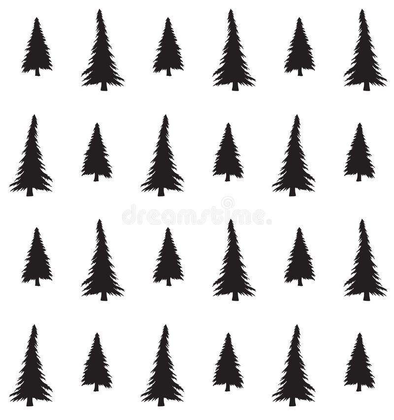 Vector Seamless Pattern of Black Spruce Silhouette Stock Illustration ...