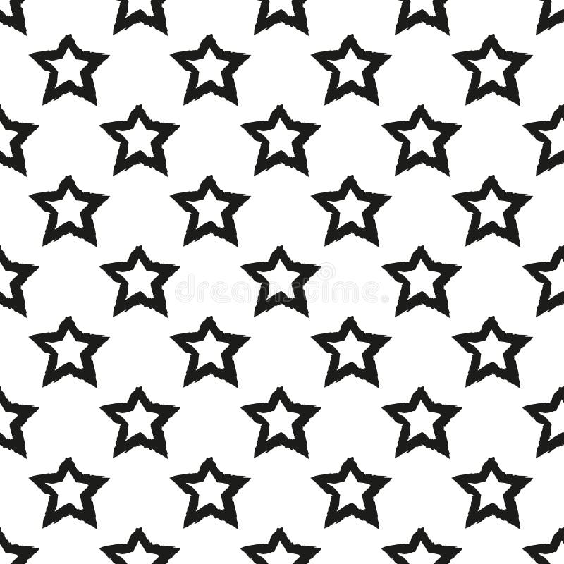 Vector Seamless Pattern with Black Stars. Stock Vector - Illustration ...
