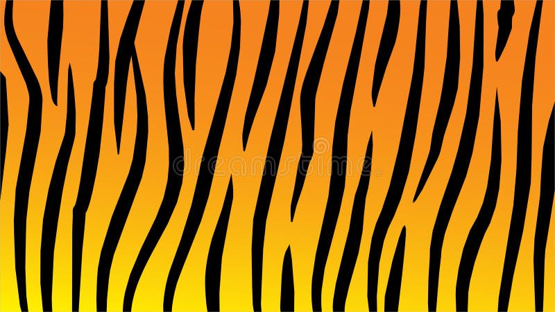 Vector Seamless Pattern of Black Tiger Stripes Isolated on Orange ...