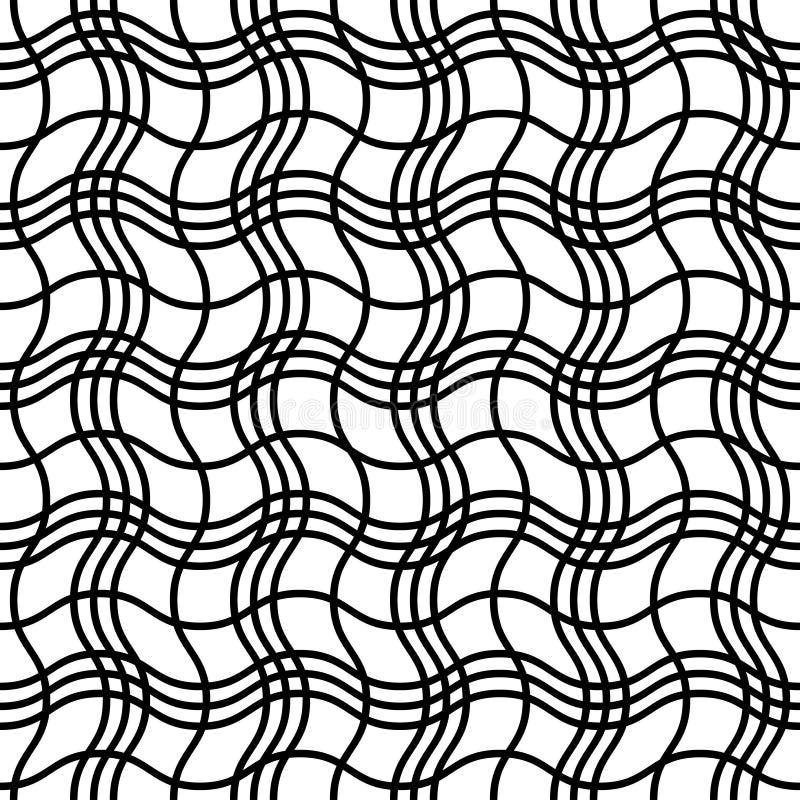 Vector Seamless Pattern. Black Wavy Lines Are Intertwined To Form ...