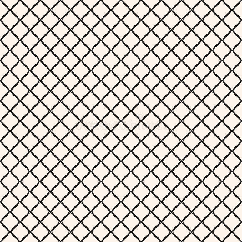 Vector Seamless Pattern, Black and White Geometric Texture of Mesh, Net ...