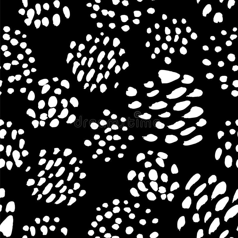 Vector Seamless Pattern. Black and White Painted Watercolor Points ...