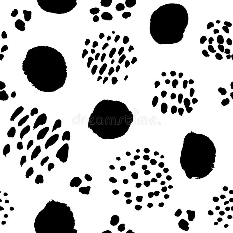 Vector Seamless Pattern. Black and White Painted Watercolor Points ...