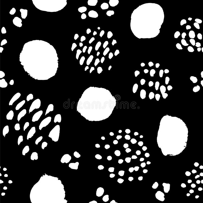 Vector Seamless Pattern. Black and White Painted Watercolor Points ...