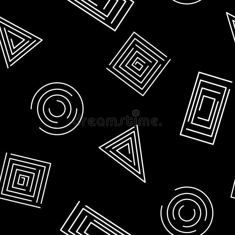 Vector Seamless Pattern,black and White Simple Geometric Shapes. Stock ...